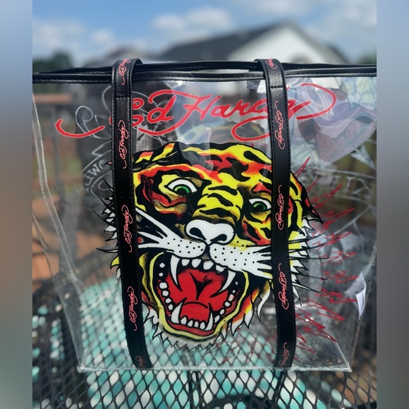 Ed Hardy | Bags | Ed Hardy Nwt Transparent Tote With Tiger And Black ...
